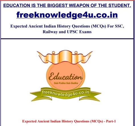 Indian History Questions Mcqs Education