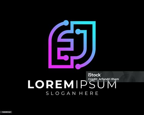 편지 Ej 회로 기술 디지털 라인 시스템 네트워크 연결 전자 벡터 디자인 일러스트레이션 개념 기호에 대한 스톡 벡터 아트 및 기타 이미지 개념 기호 과학 과학과