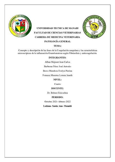 SOLUTION Fases De La Coagulaci N Sangu Nea Studypool