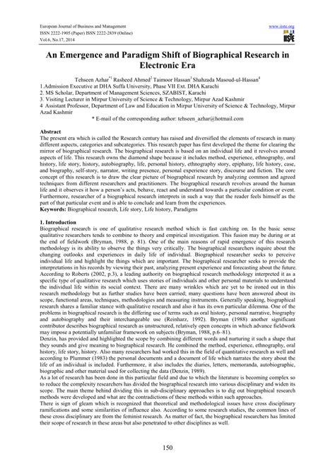 Pdf An Emergence And Paradigm Shift Of Biographical Research In