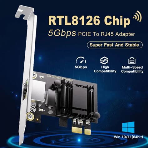 5gbps Pcie To Rj45 Network Card Realtek 8126 100mbps 1g 2 5g 5g Rj45 Interface Gigabit Ethernet