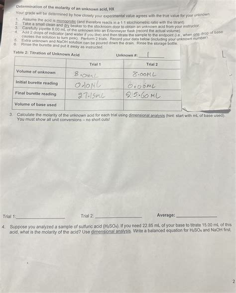 Solved Use This Average Molarity For All Remaining