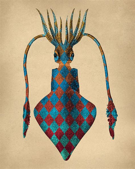Fantasy Squid Vintage Illustration Digital Art By Flo Karp Pixels