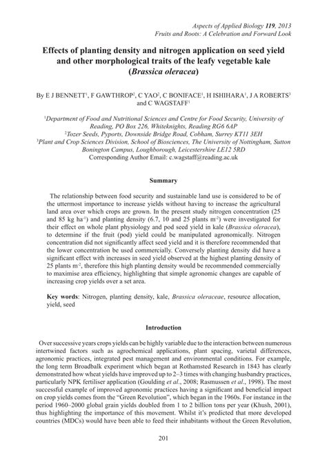 Pdf Effects Of Planting Density And Nitrogen Application On Seed