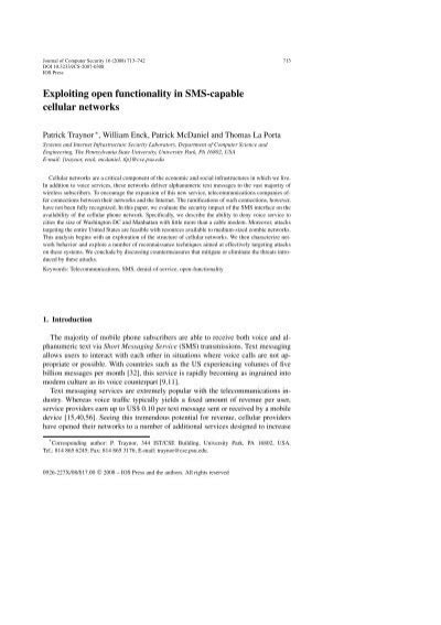 exploiting open functionality in sms capable cellular networks