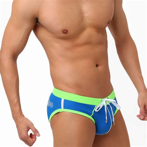 Uxh Brand Mens Swimwear With Push Up Blue Trunks Boxer Hi Q Sexy Men