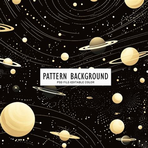 Premium Psd Space Themed Seamless Pattern In The Style Of Dark Black