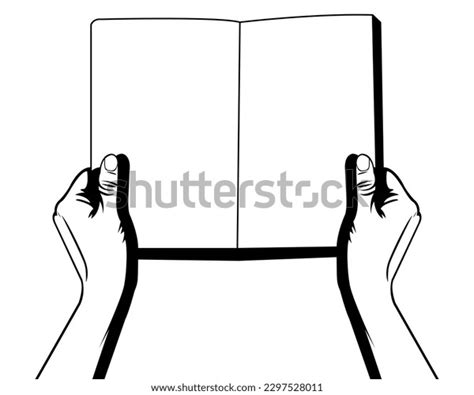 Two Hands Holding Book White Blank Stock Vector Royalty Free