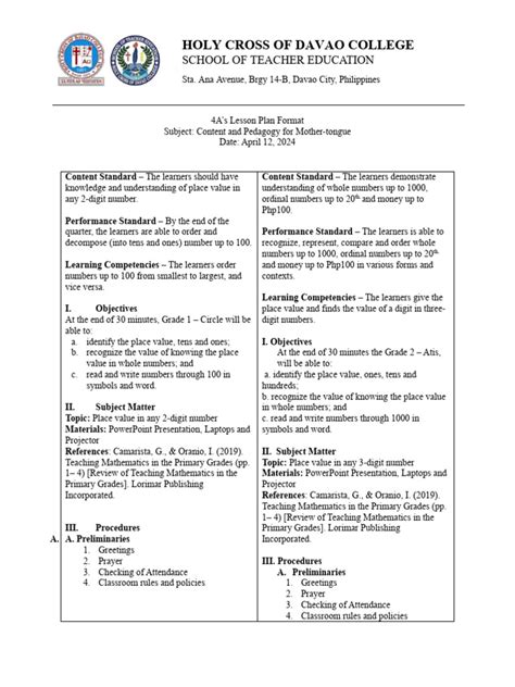 Multigrade Final Lesson Plan Pdf Learning Lesson Plan