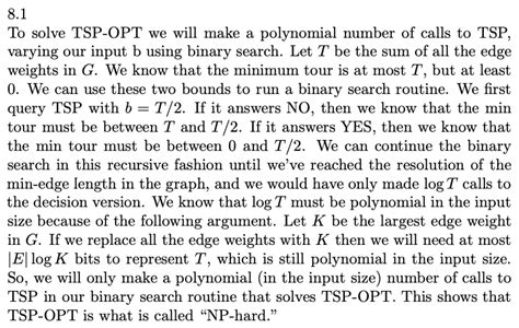 Np Hard Clarification For Binary Search In Solving Optimal TSP When A