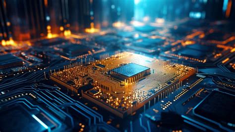 Electronic Circuit Board With Glitter Modern Computer Technology