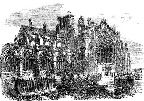 Melrose Abbeyscotlandvintage Engraving Destination Monument Antique Vector Destination
