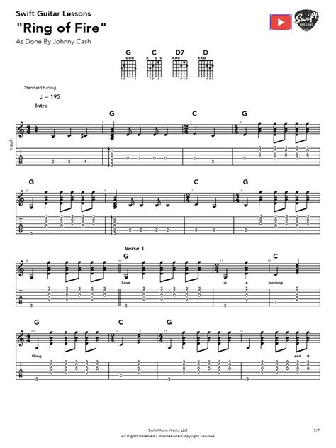 Johnny Cash Ring Of Fire Tabs Pdf American Songs Rock Music