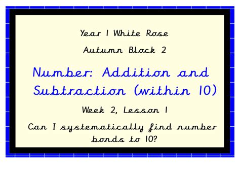 White Rose Maths Year 1 Autumn Block 2 Week 2 Lesson 1 Teaching Resources