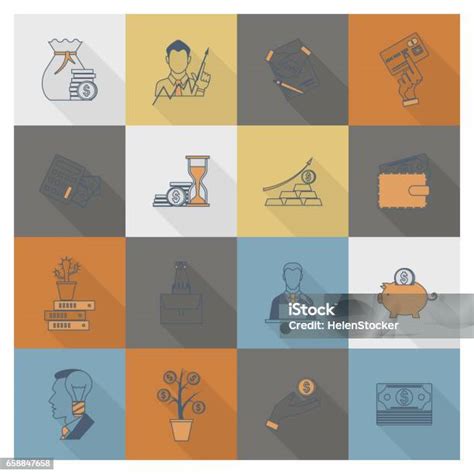 비즈니스 및 재무 아이콘 세트 개념에 대한 스톡 벡터 아트 및 기타 이미지 개념 경영자 계약서 Istock