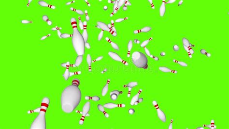 4k Loop Bowling Strike Bowling Ball Knocks Down Bowling Pins 3d
