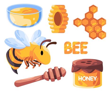 Premium Vector Honey Bee Illustration Set Drawing Cartoon Of