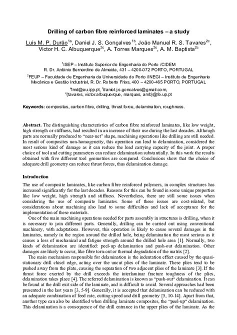 Pdf Drilling Of Carbon Fibre Reinforced Laminates A Comparative Analysis Of Five Different