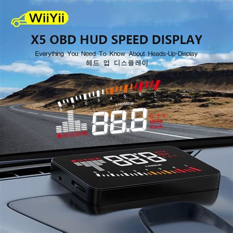 Wiiyiix5 Obd2 헤드업 디스플레이 속도계 앞 유리 프로젝터 Rpm 알람 자동차 Eu Hud 전자 티몬
