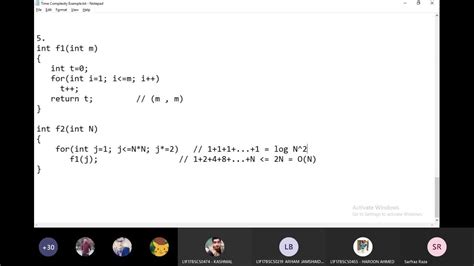 Algo 2020 Lecture 09 Tutorial P02 Few Time Complexity Questions