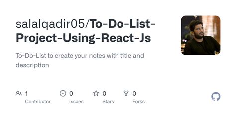 GitHub Salalqadir To Do List Project Using React Js To Do List To Create Your Notes With