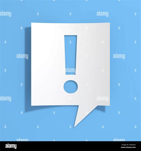 Faq Information Exclamation Mark On Cutout White Paper Speech Bubble On Blue Background 3d