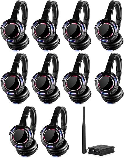 Amazon Com AYVVPII 10pcs Bundle Wireless Silent Disco LED Flashing Light Headphones With 1