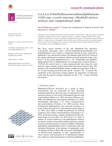 Pdf 2 246 Trimethylbenzenesulfonyl Phthalazin 12 H One