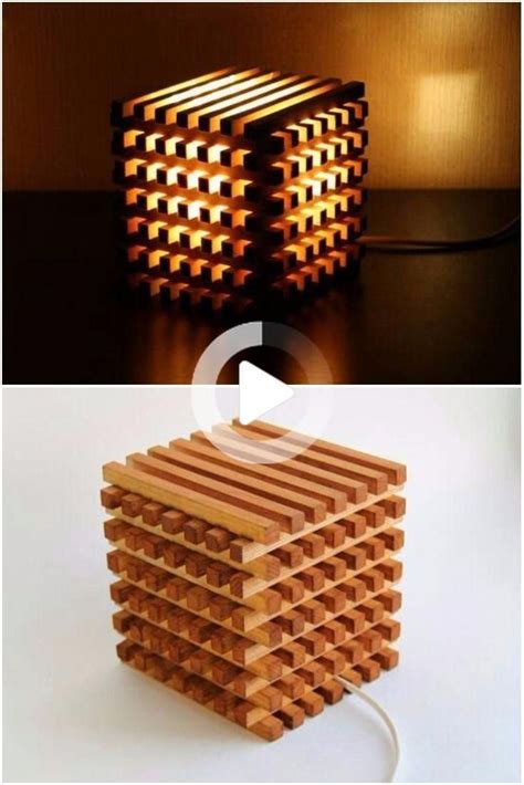 Hölzerner Nachtlichtwürfel Прикроватное освещение Деревянные лампы Дизайн изделий из дерева