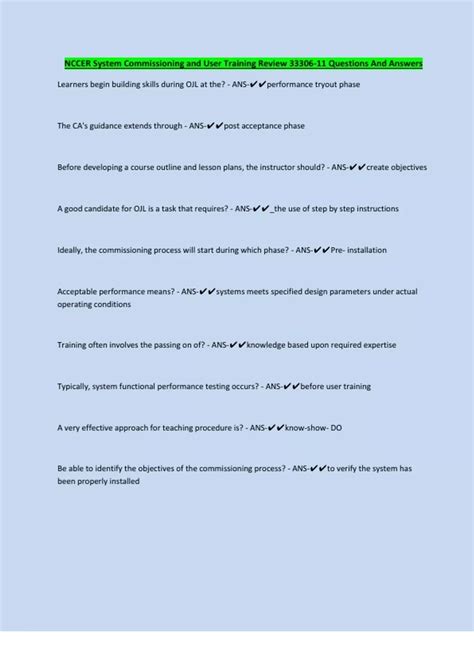 Nccer System Commissioning And User Training Review 33306 11 Questions