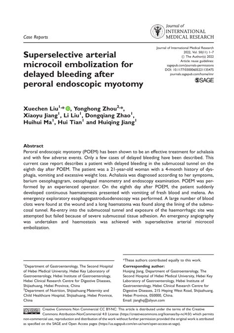 Pdf Superselective Arterial Microcoil Embolization For Delayed Bleeding After Peroral