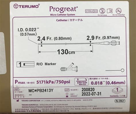 New Terumo Mcpb2413y Progreat Micro Catheter System 24fr X 29fr X