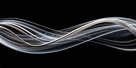 Abstract Flowing Lines Elegant Curves Dynamic Wave Design Grayscale