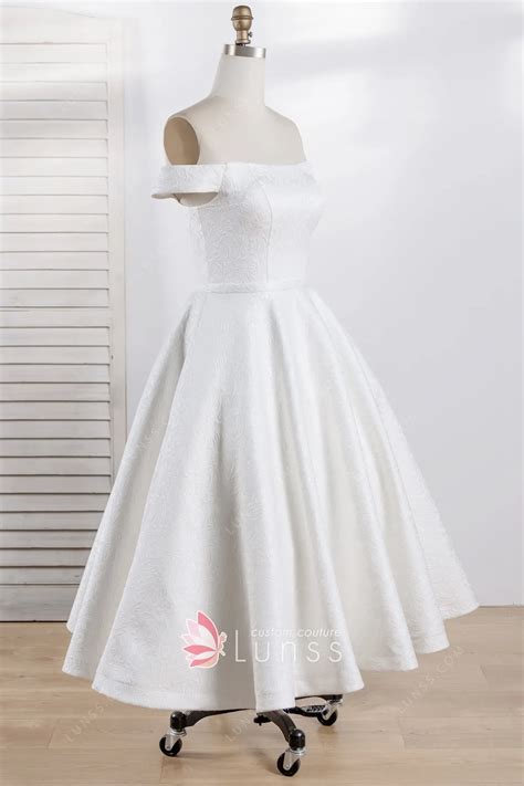 Thick Ivory Lace Off The Shoulder Bridal Dress Lunss