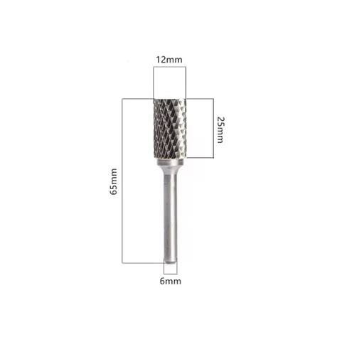 Lima Rotativa Metal Duro 12 x 25 x 6mm Cilíndrica Corte Frontal Coferraze