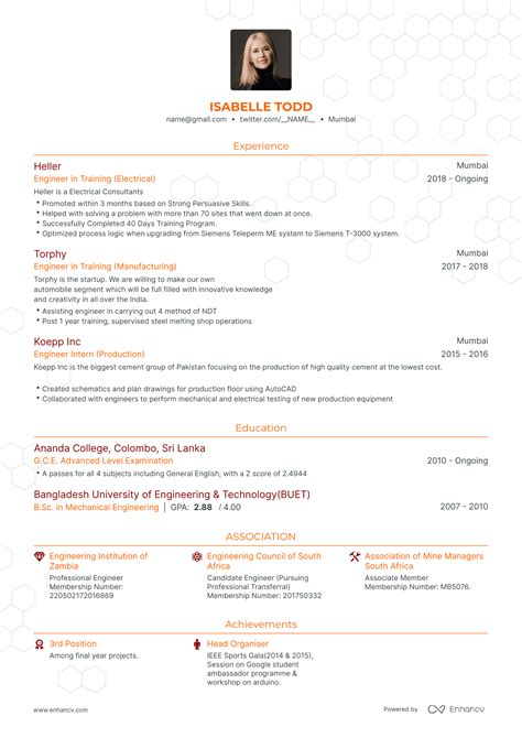 Engineer In Training Resume Samples A Step By Step Guide For 2023