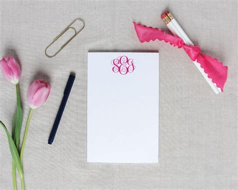 Script Monogram Personalized Notepad Custom Colors Small Etsy