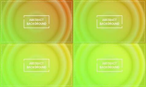 Four Sets Of Light Green Circle Radial Gradient Abstract Background With Frame Blur Shiny