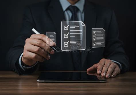 Businessman Managing Digital Checklist On Tablet For Efficient Task And Project Management
