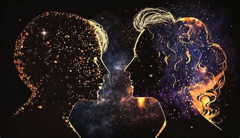 Premium Photo Man And Woman Silhouettes At Abstract Cosmic Background