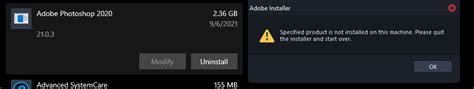 issue uninstalling adobe photoshop 2020 adobe product community