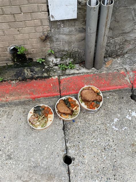 我真的不懂。 下午兩點放三個便當在路邊是什麼意思？ 這一定擺一陣子，我靠近的時候都有臭酸味了欸！忘記吃嗎還是怎麼了？