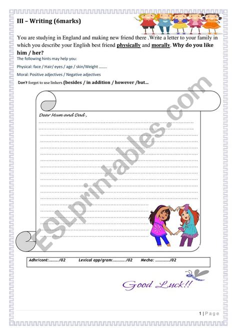 Full Term Test N For Th Form Writing ESL Worksheet By MARAM