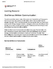 Comparing Oral And Written Communication Essential Elements Course Hero