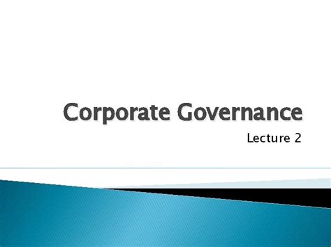 Corporate Governance Lecture 2 Corporate Governance Can Investors