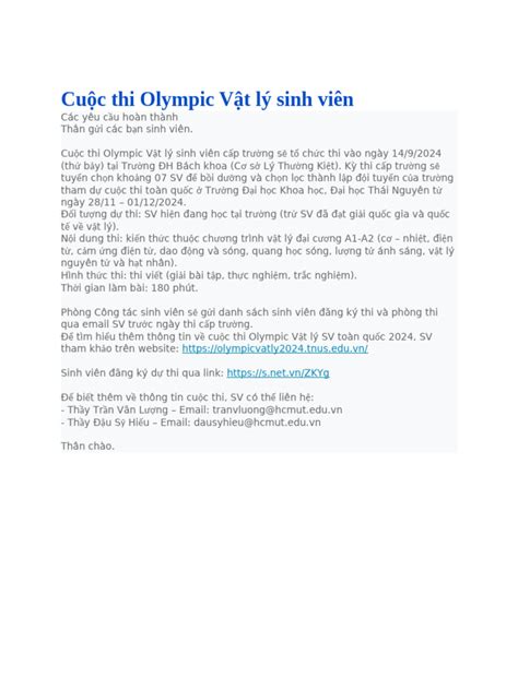 Cuoc Thi Olympic | PDF