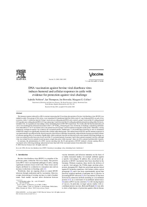 Pdf Dna Vaccination Against Bovine Viral Diarrhoea Virus Induces