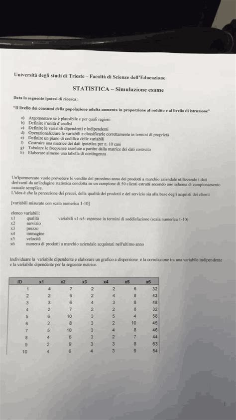Simulazione Esame Statistica Docsity