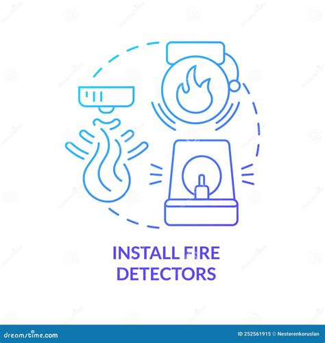Install Fire Detectors Blue Gradient Concept Icon Stock Vector Illustration Of Protection