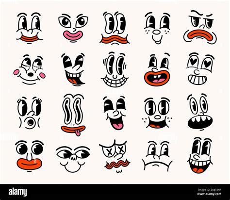 Retro Cartoon Characters Funny Faces Stock Vector Image And Art Alamy